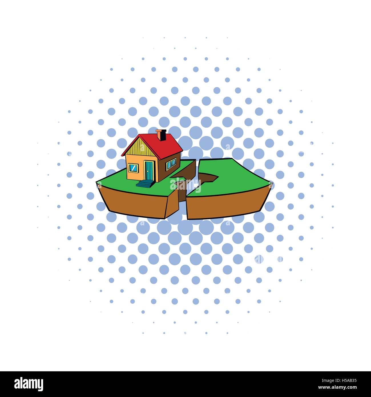 Earthquake and damaged home icon, comics style Stock Vector Image & Art ...