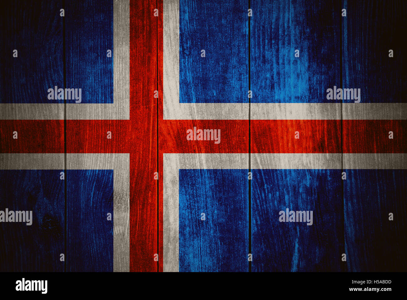 flag of Iceland or Icelandic banner on wooden background Stock Photo ...