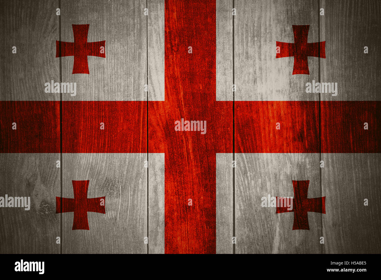 flag of Georgia or Georgian banner on wooden background Stock Photo - Alamy