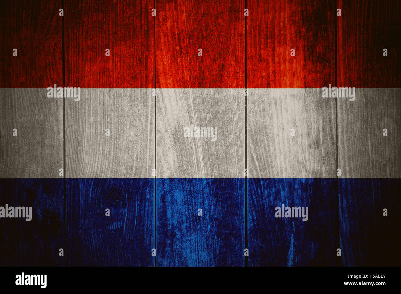 flag of Holland or Dutch banner on wooden background, the Netherlands ...