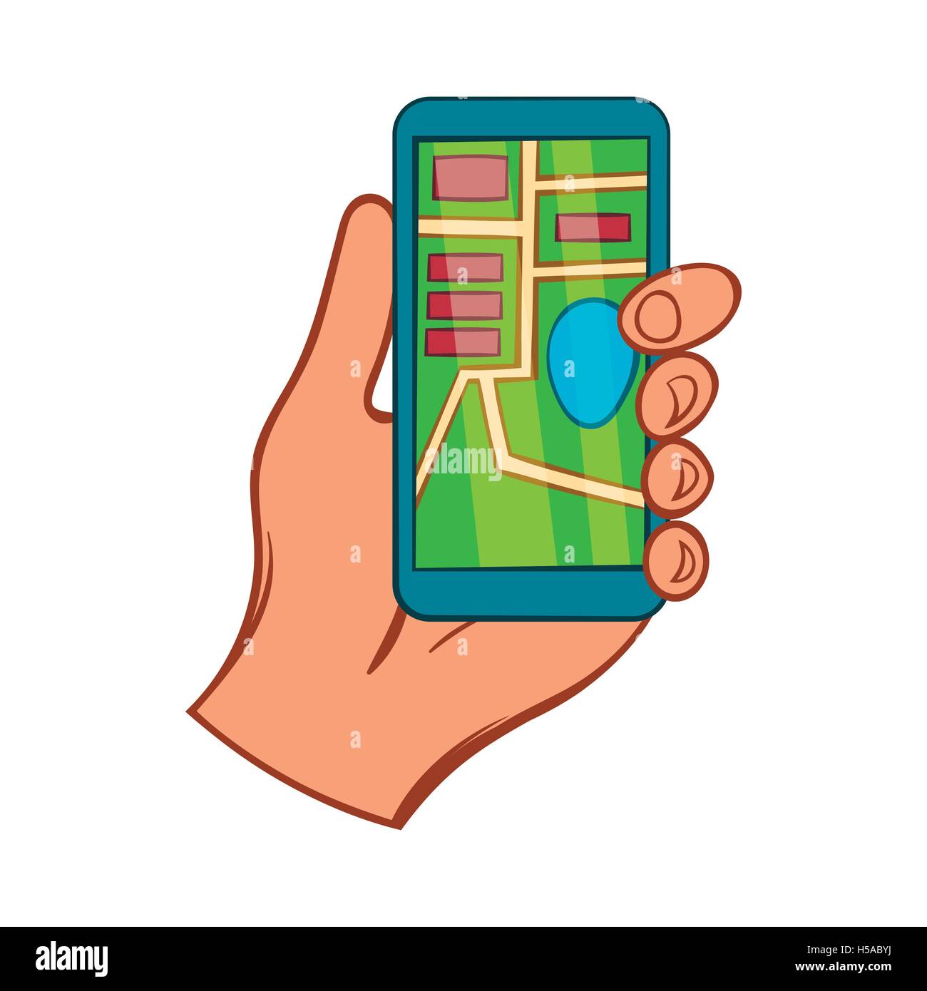 Hand gps smartphone cartoon hi-res stock photography and images - Alamy