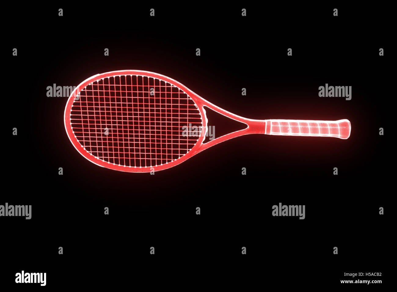Tennis Racket in Hologram Wireframe Style. Nice 3D Rendering Stock ...
