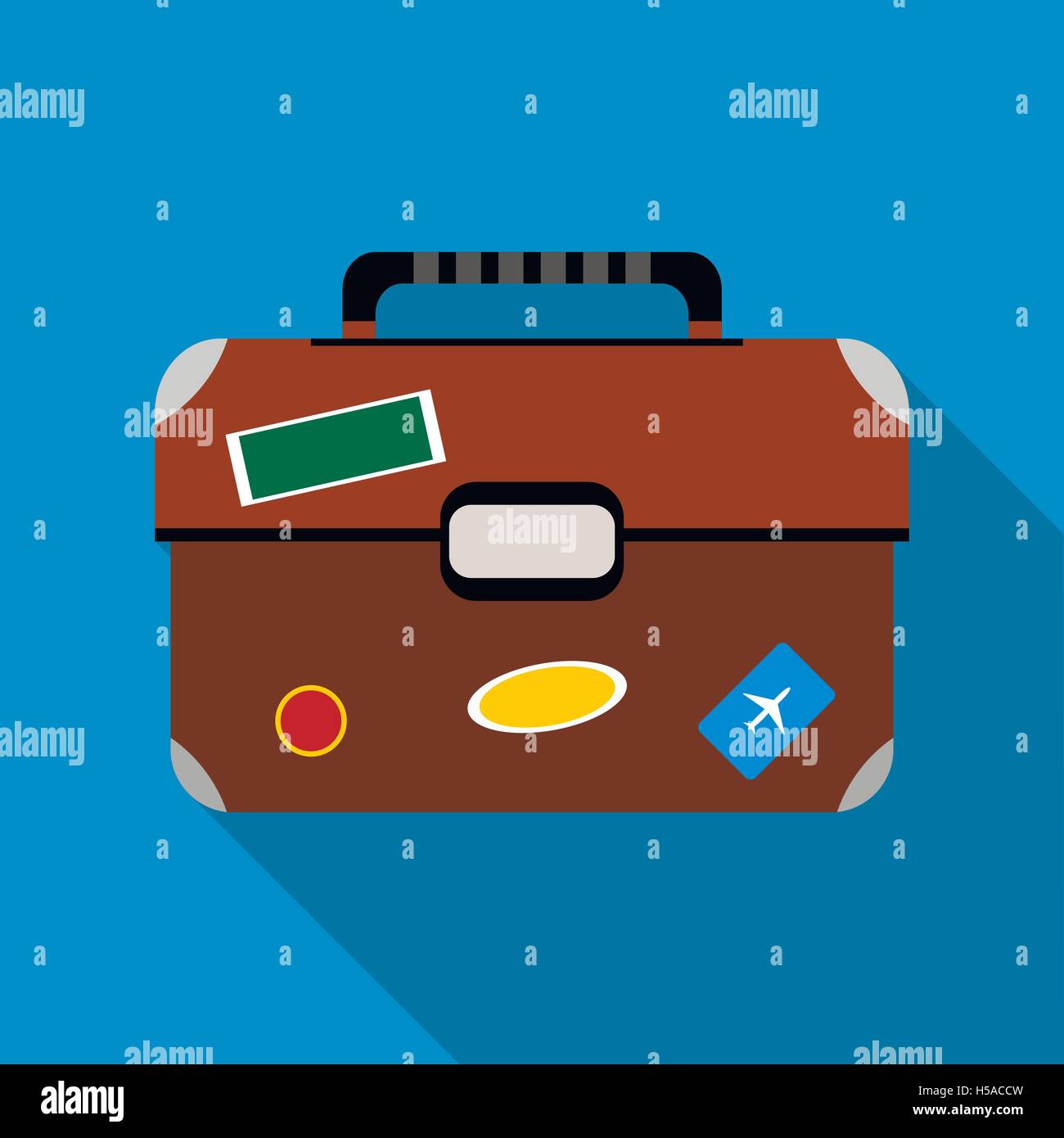 Brown travel briefcase with stickers icon Stock Vector Image & Art - Alamy