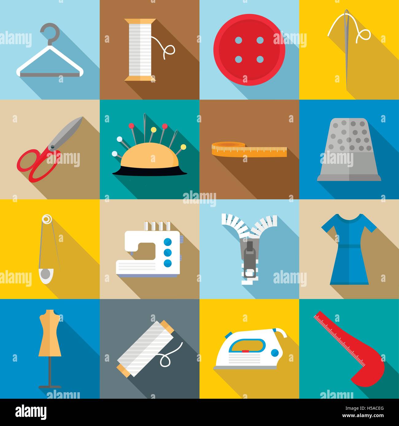 Sewing Icons set, flat style Stock Vector Image & Art - Alamy