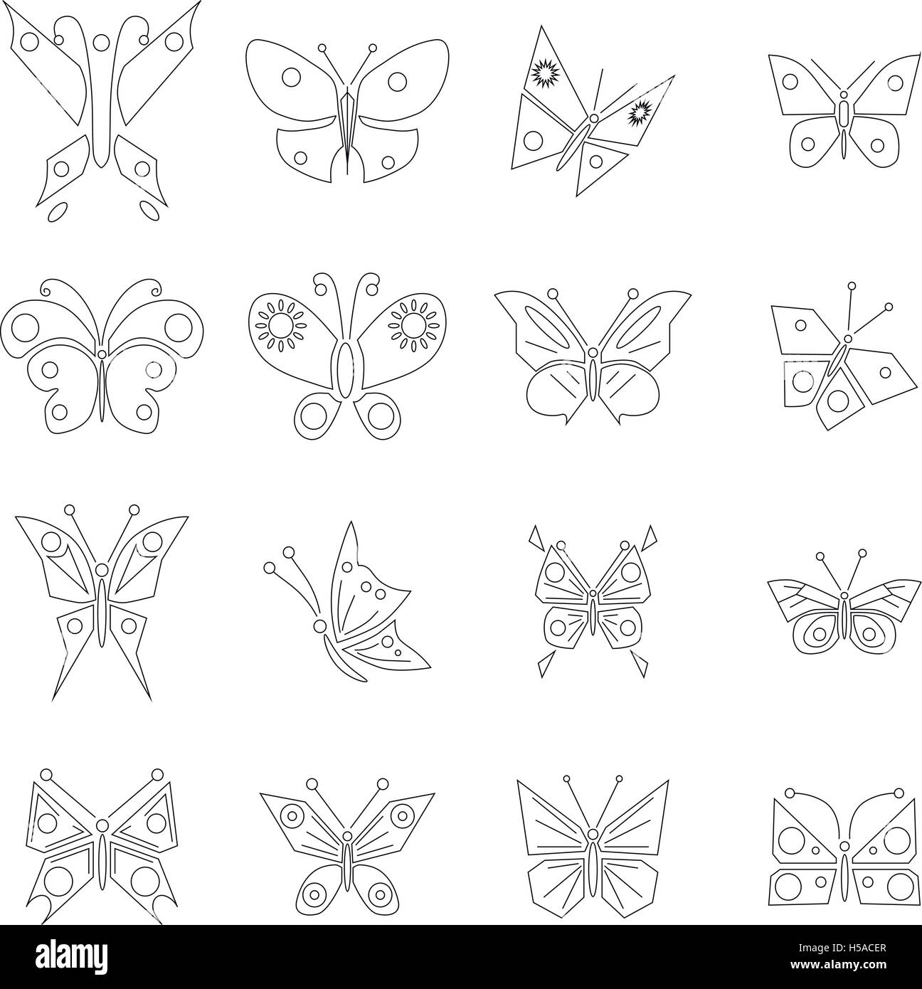 Butterfly icons set, outline style Stock Vector Image & Art - Alamy