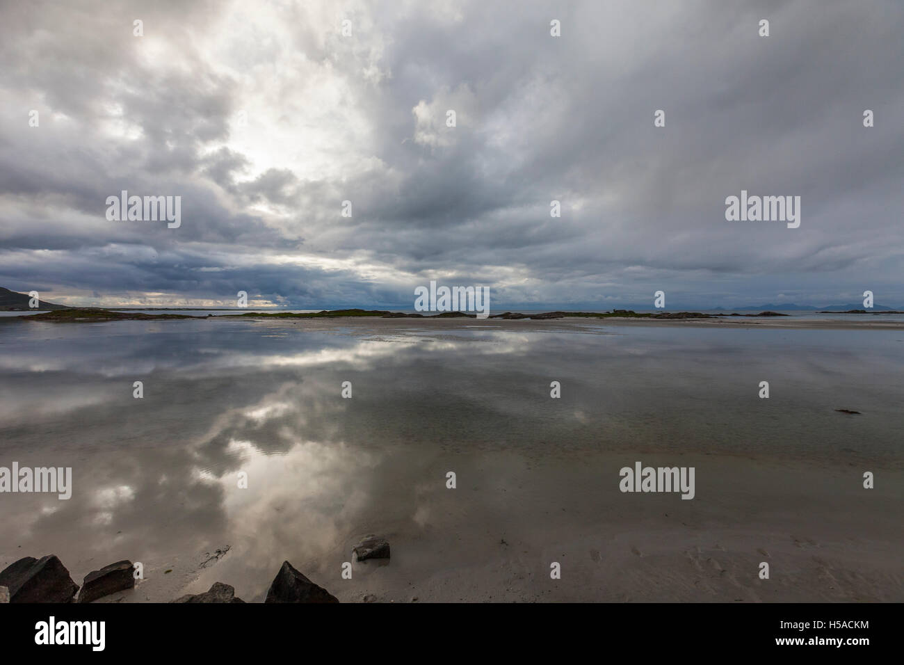 Stunning beaches and sheltered bay in late evening at Saupstad, looking ...