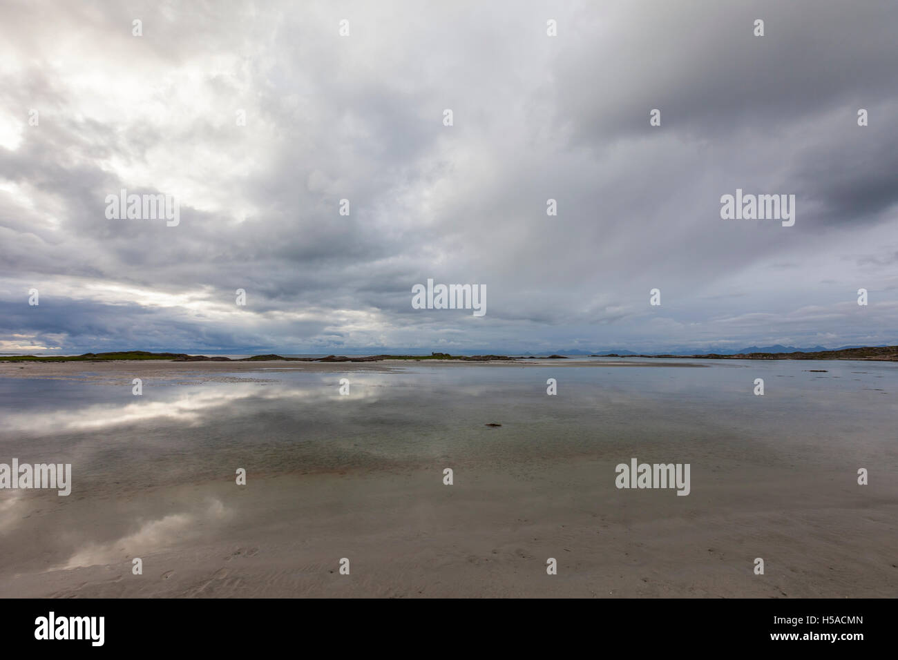 Stunning beaches and sheltered bay in late evening at Saupstad, looking ...