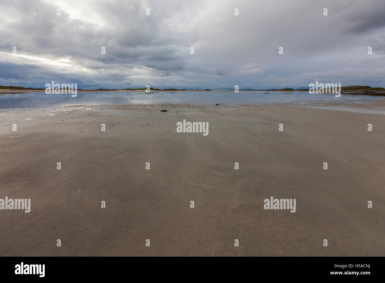Stunning beaches and sheltered bay in late evening at Saupstad, looking ...