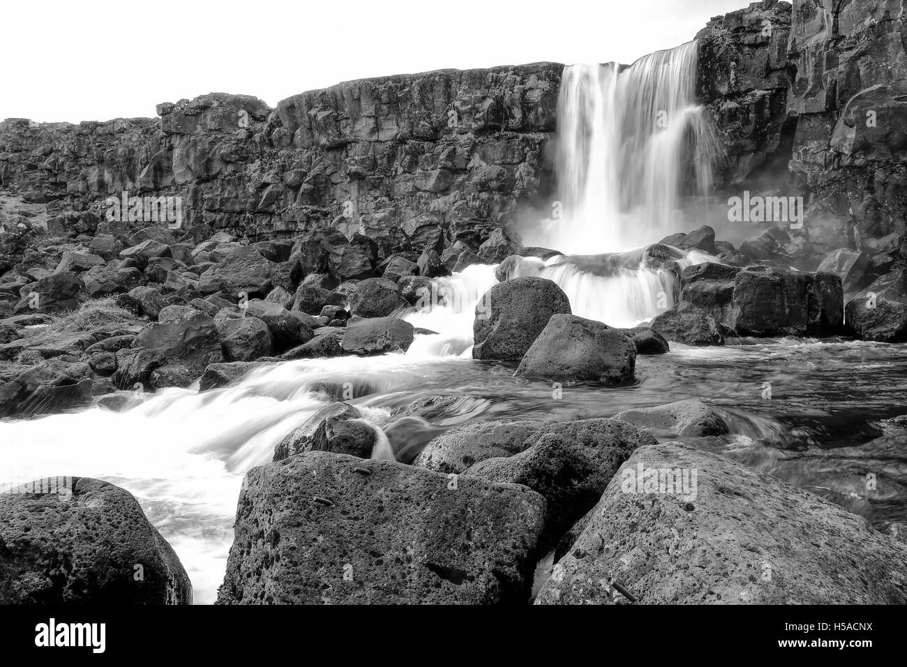 Clear waterfall long exposure Black and White Stock Photos & Images - Alamy