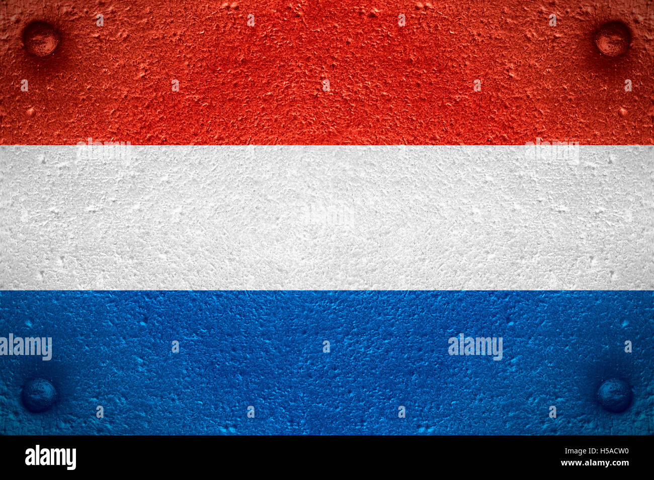 flag of Holland or Dutch banner on steel background, Netherlands Stock ...