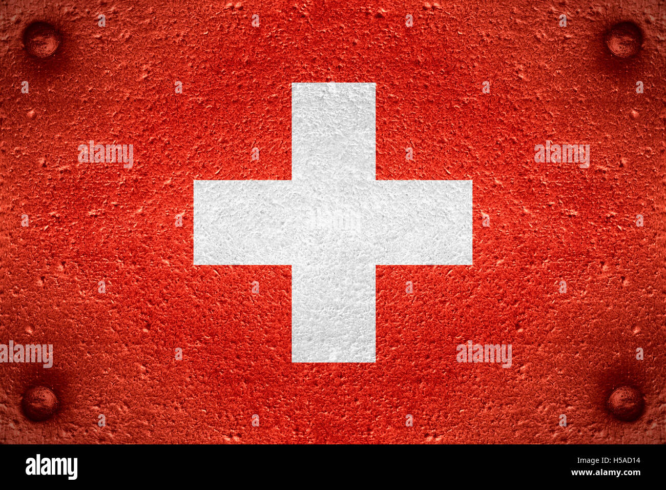 flag of Switzerland or Swiss banner on steel background Stock Photo - Alamy