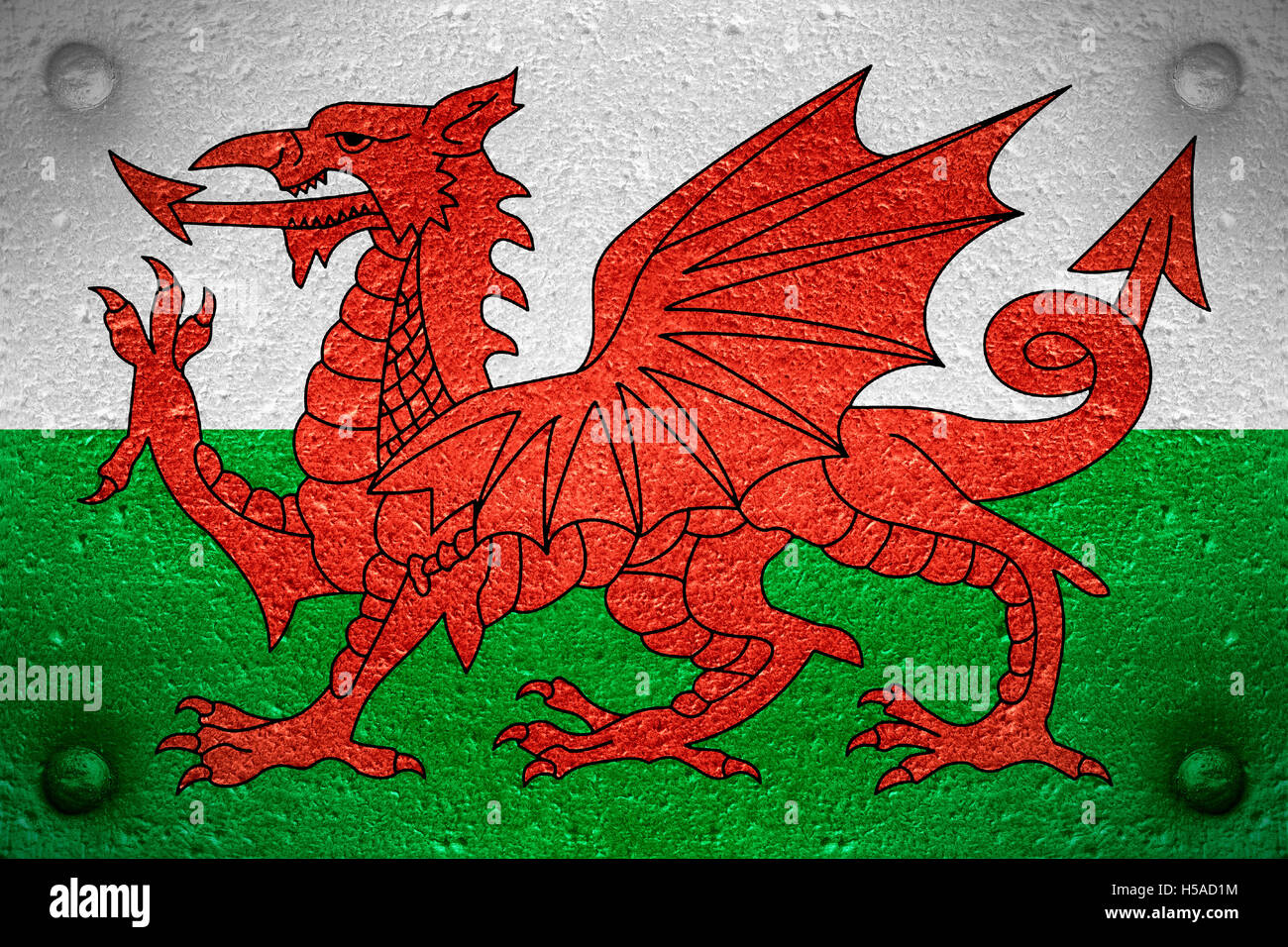 flag of Wales or Welsh banner on steel background Stock Photo - Alamy