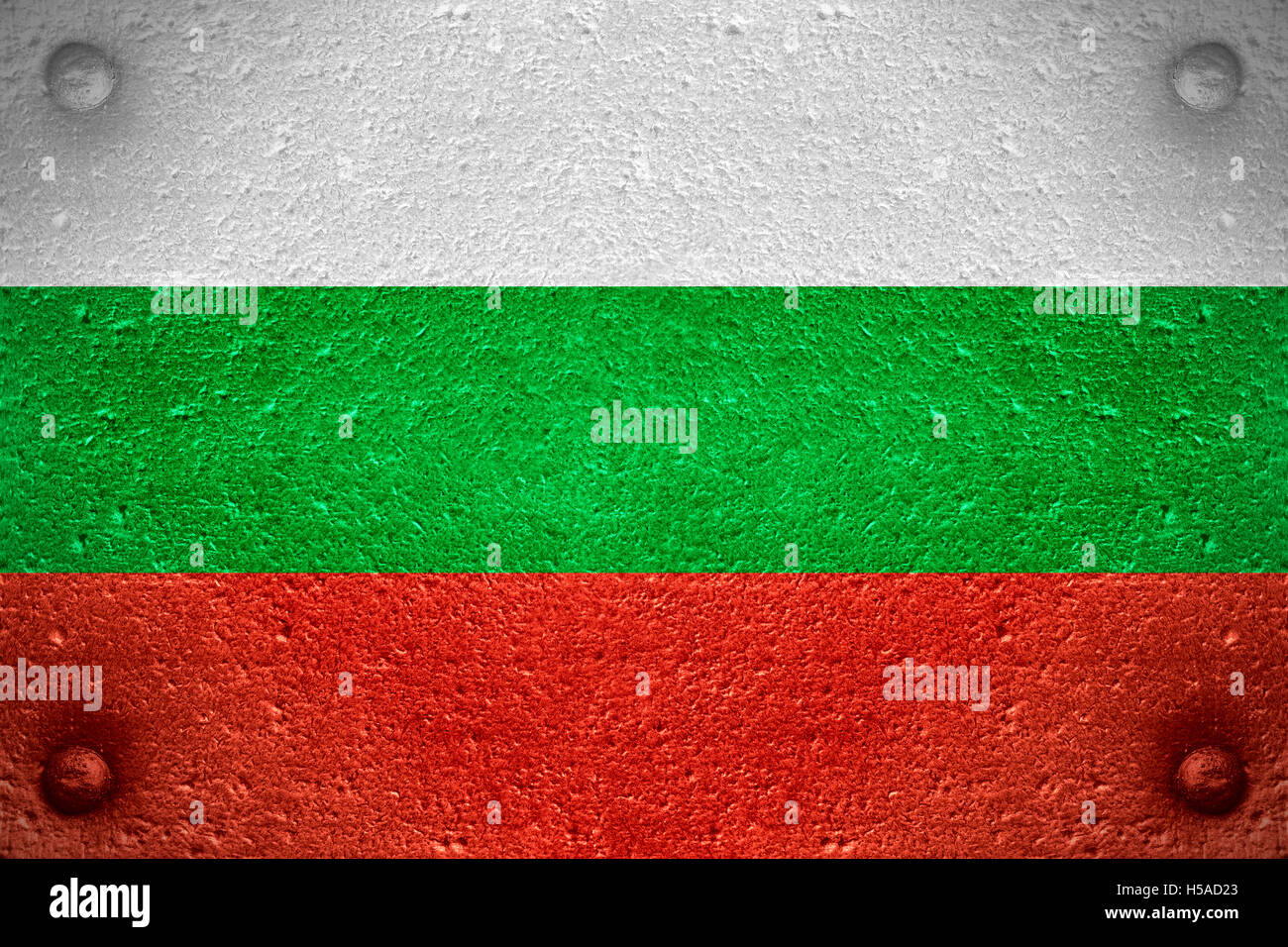 flag of Bulgaria or Bulgarian banner on steel background Stock Photo ...