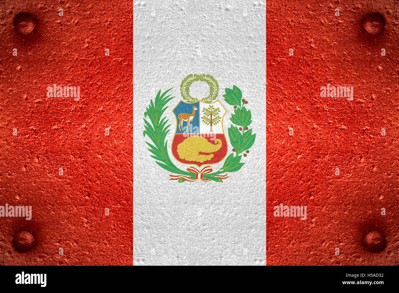 flag of Peru or Peruvian banner on steel background Stock Photo - Alamy