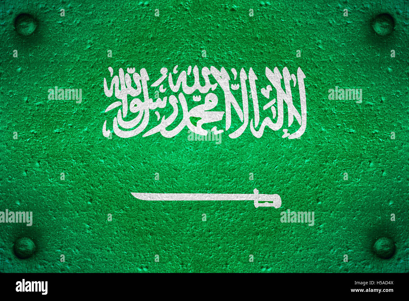 flag of Saudi Arabia or Saudi Arabian banner on steel background Stock ...