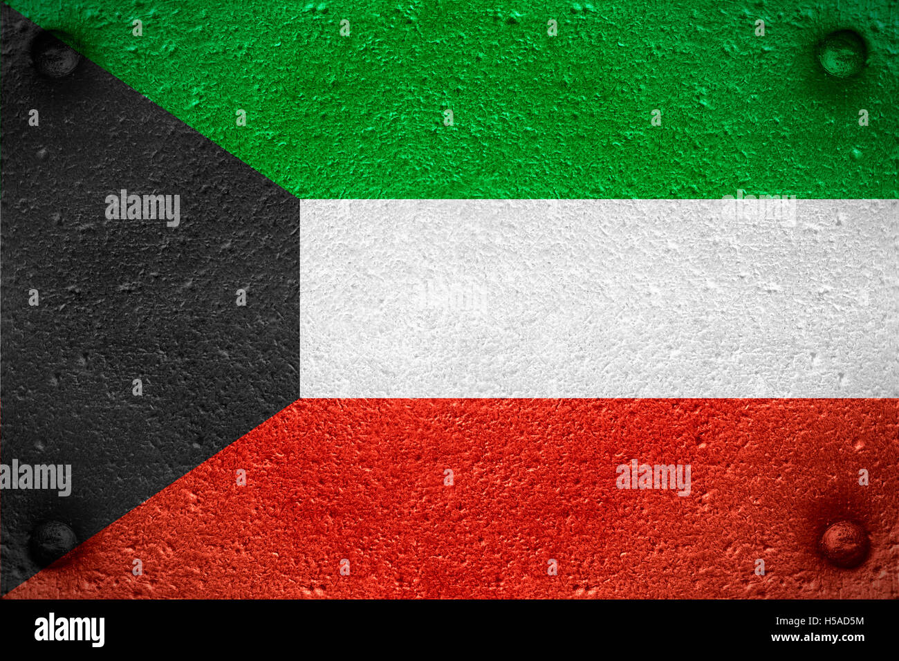 flag of Kuwait or Kuwaiti banner on steel background Stock Photo - Alamy