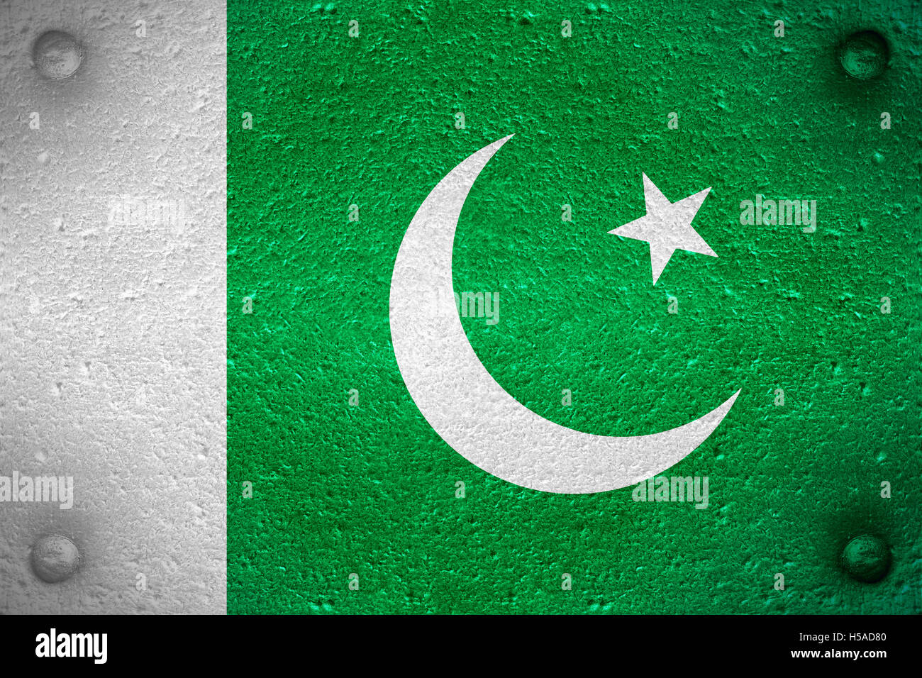 flag of Pakistan or Pakistani banner on steel background Stock Photo ...