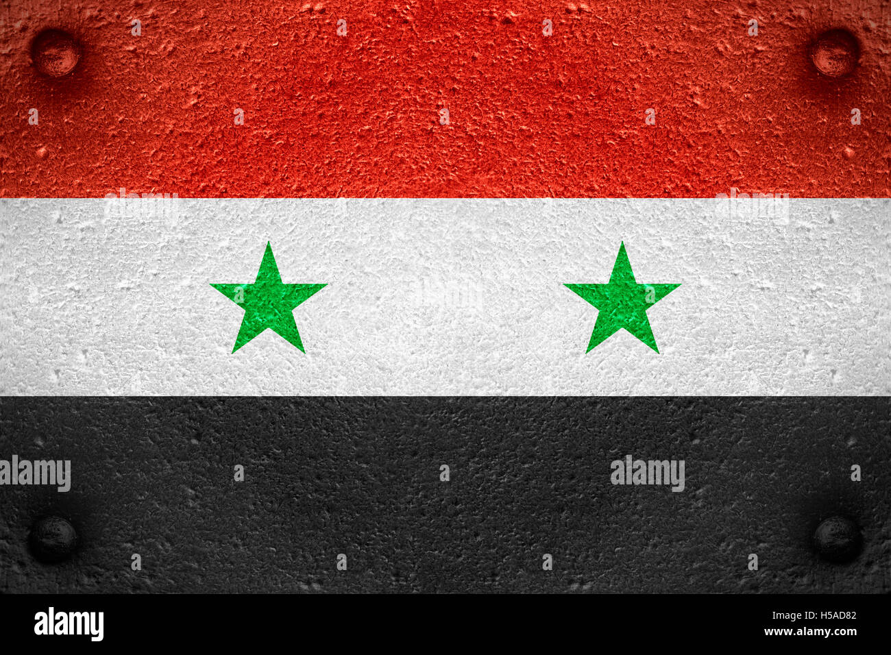 flag of Syria or Syrian banner on steel background Stock Photo - Alamy