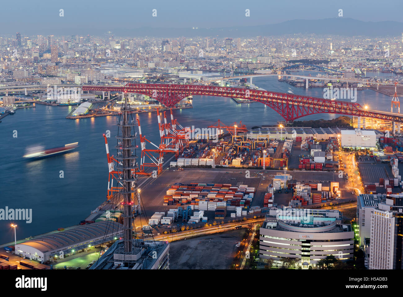 Osaka, Japan – November 30 2015: View from atop the World Trade Center ...