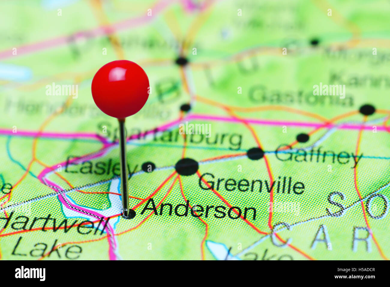 Anderson pinned on a map of South Carolina, USA Stock Photo - Alamy