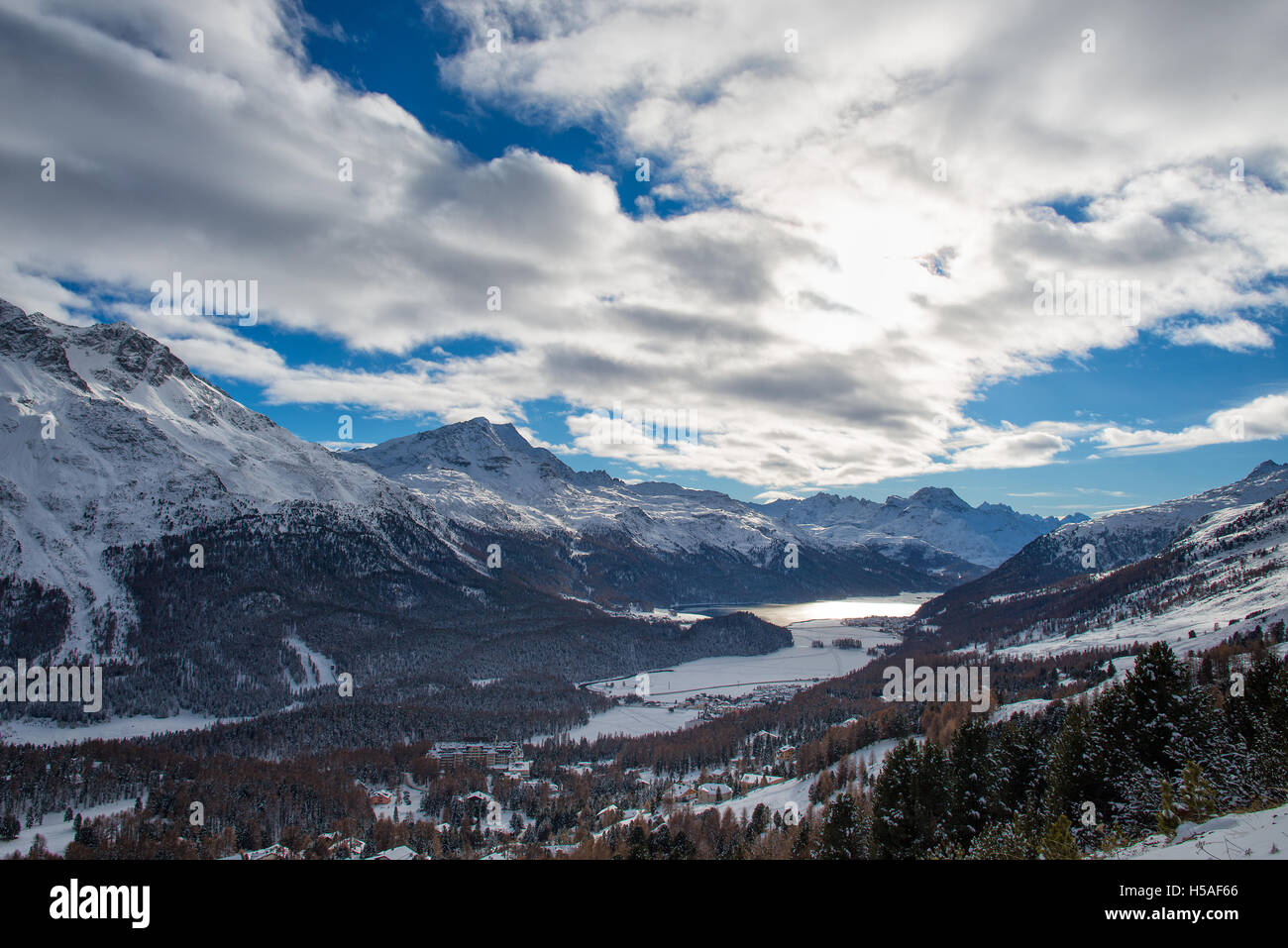 View of the valley Engadine St. Moritz Switzerland Stock Photo - Alamy