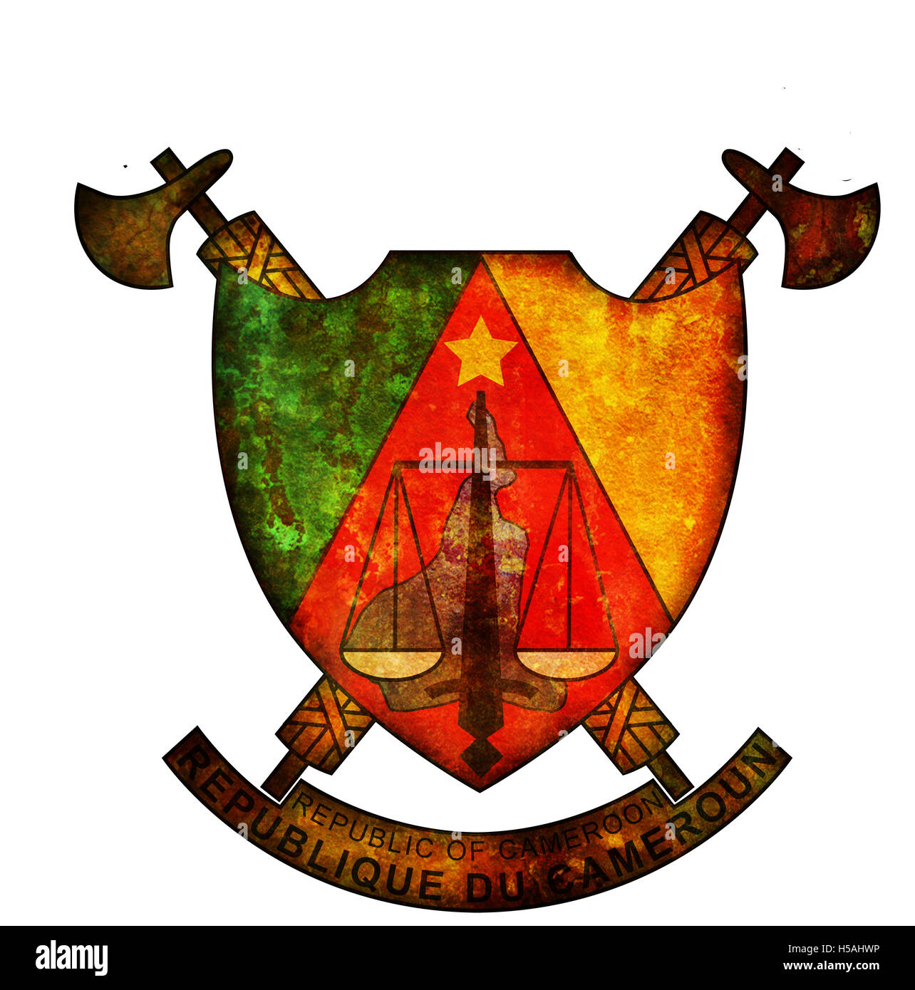old isolated over white coat of arms of cameroon Stock Photo - Alamy