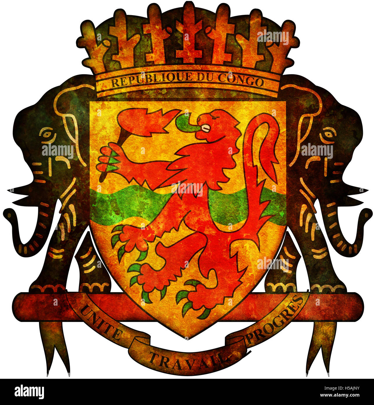 old isolated over white coat of arms of republic of congo Stock Photo ...