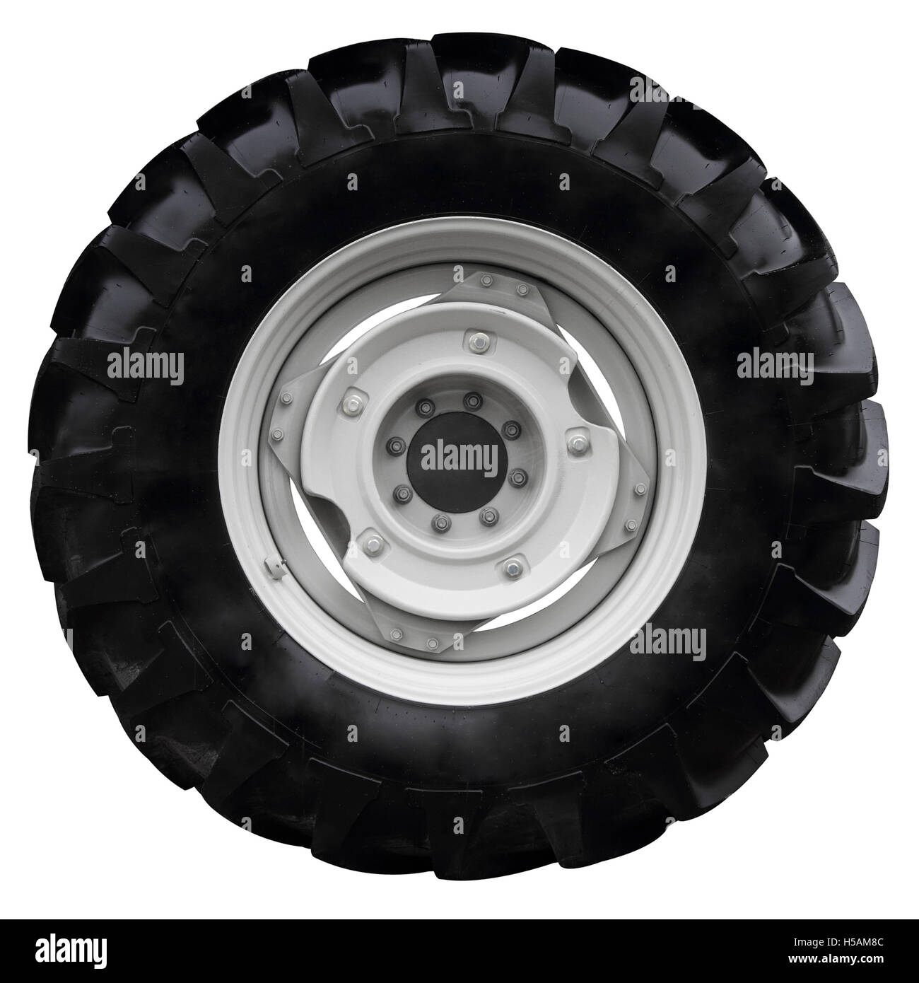 The black wheel tractor isolated on white background Stock Photo - Alamy