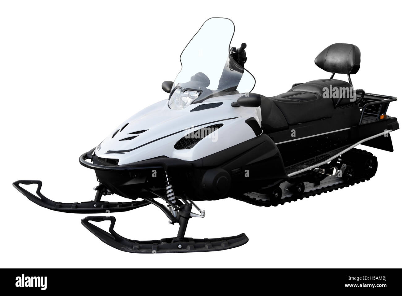 Modern white snowmobile isolated on white background Stock Photo - Alamy