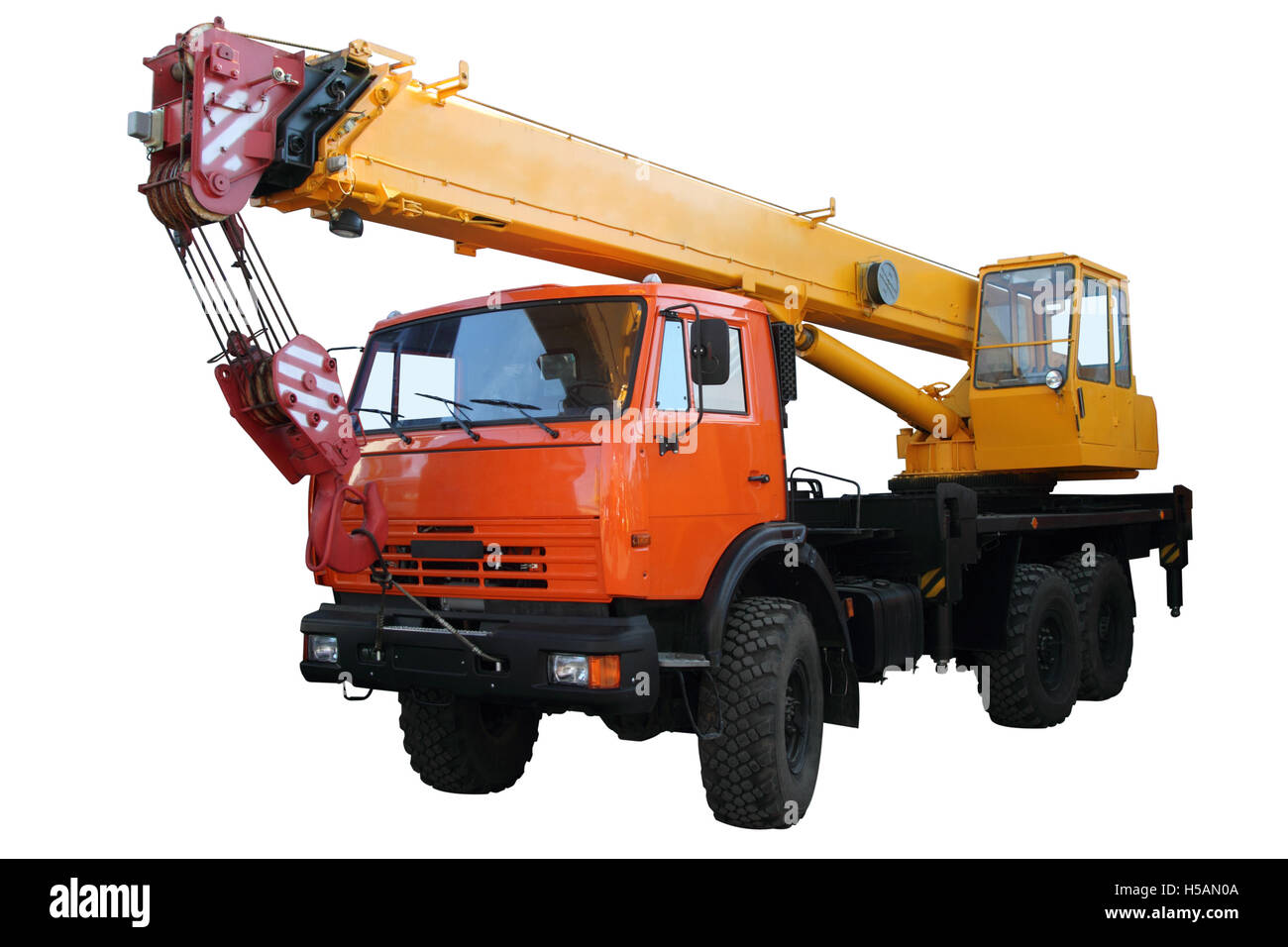 Truck crane isolated on white background Stock Photo - Alamy