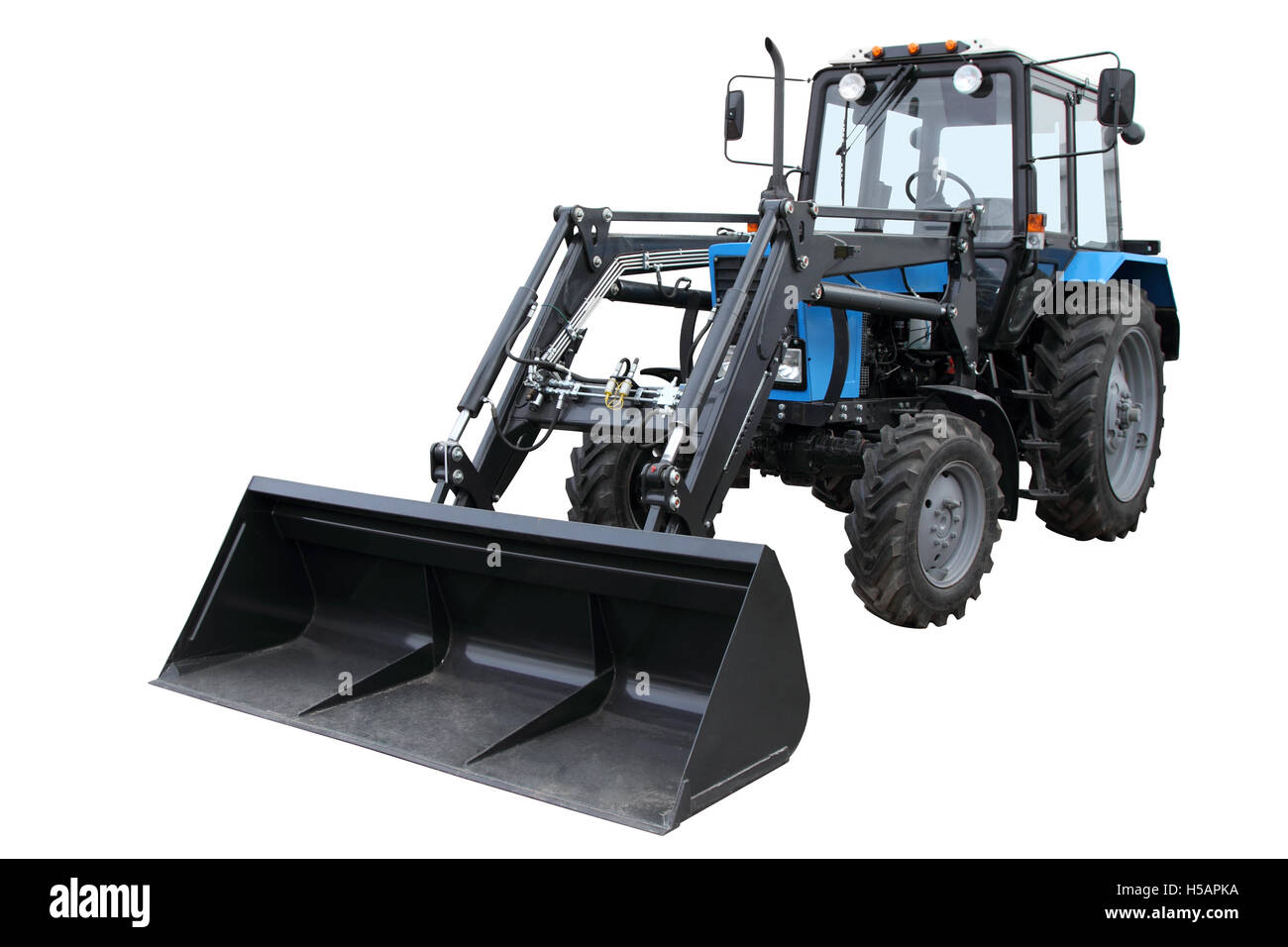 The modern dark blue tractor isolated on a white background Stock Photo ...
