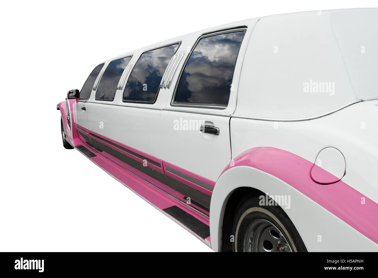 White limousine separately on a white background Stock Photo - Alamy