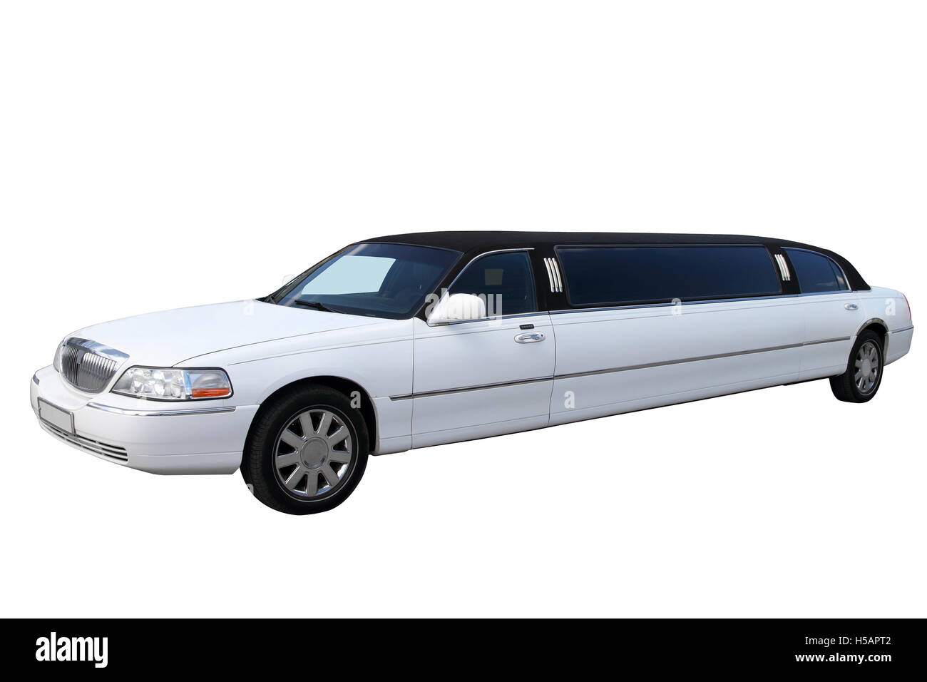 White limousine separately on a white background Stock Photo - Alamy