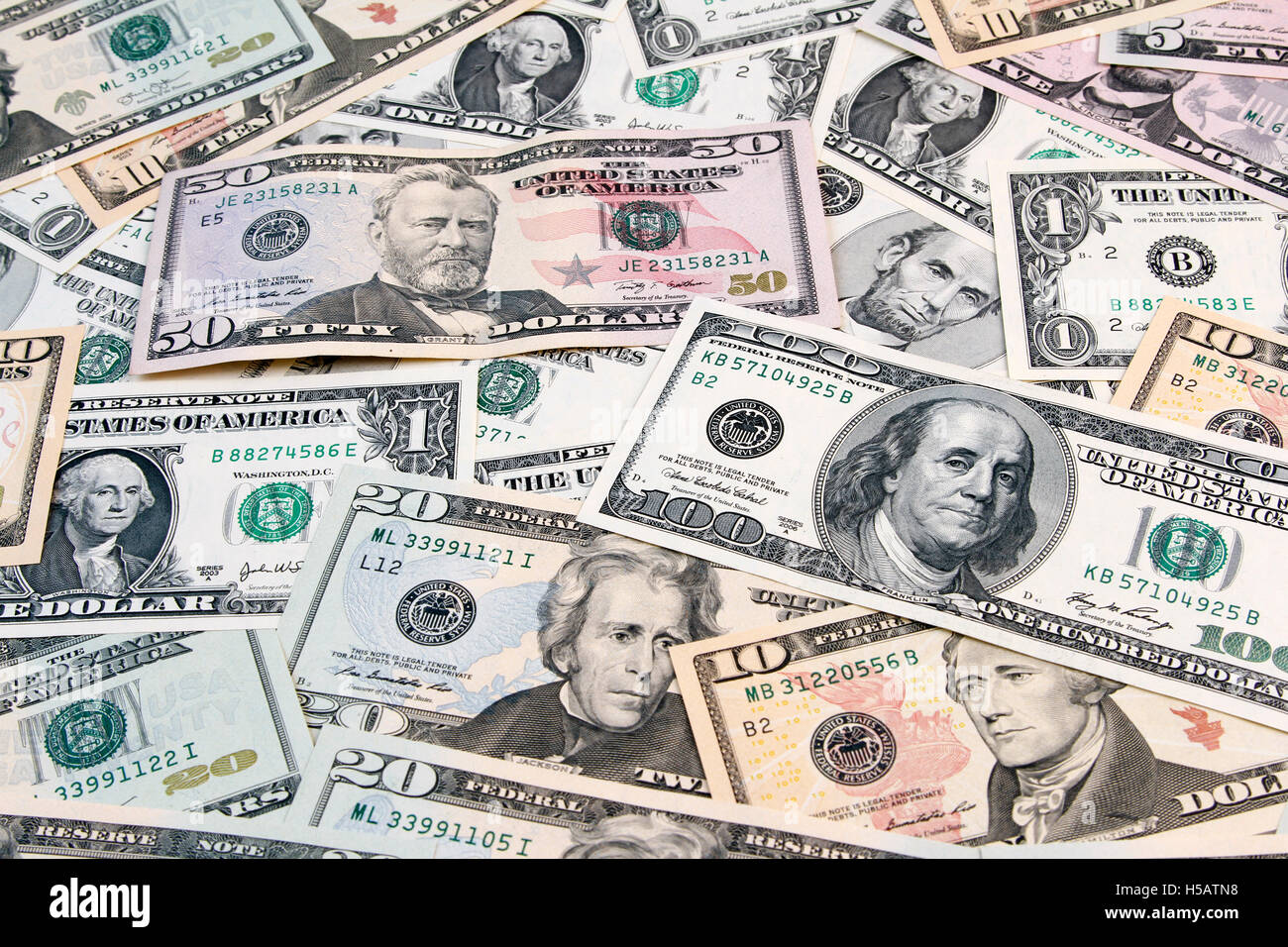 Closeup assorted american banknotes hi-res stock photography and images ...