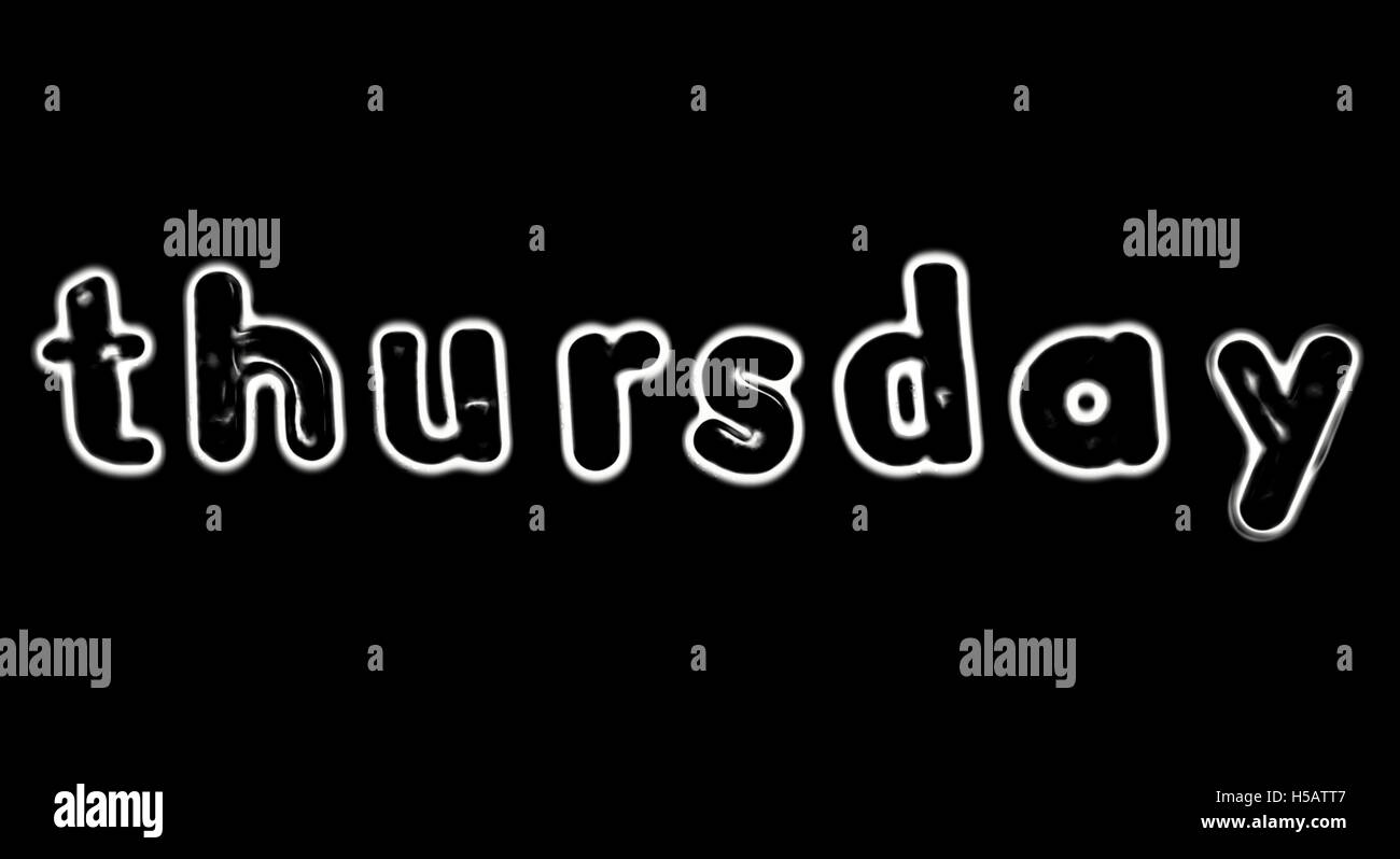 Plastic letters with the word Thursday converted to black and white ...