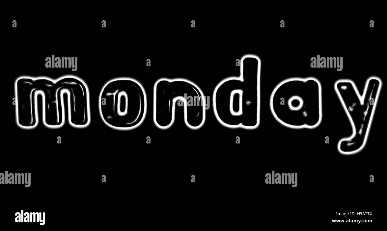 Plastic letters with the word Monday converted to black and white ...