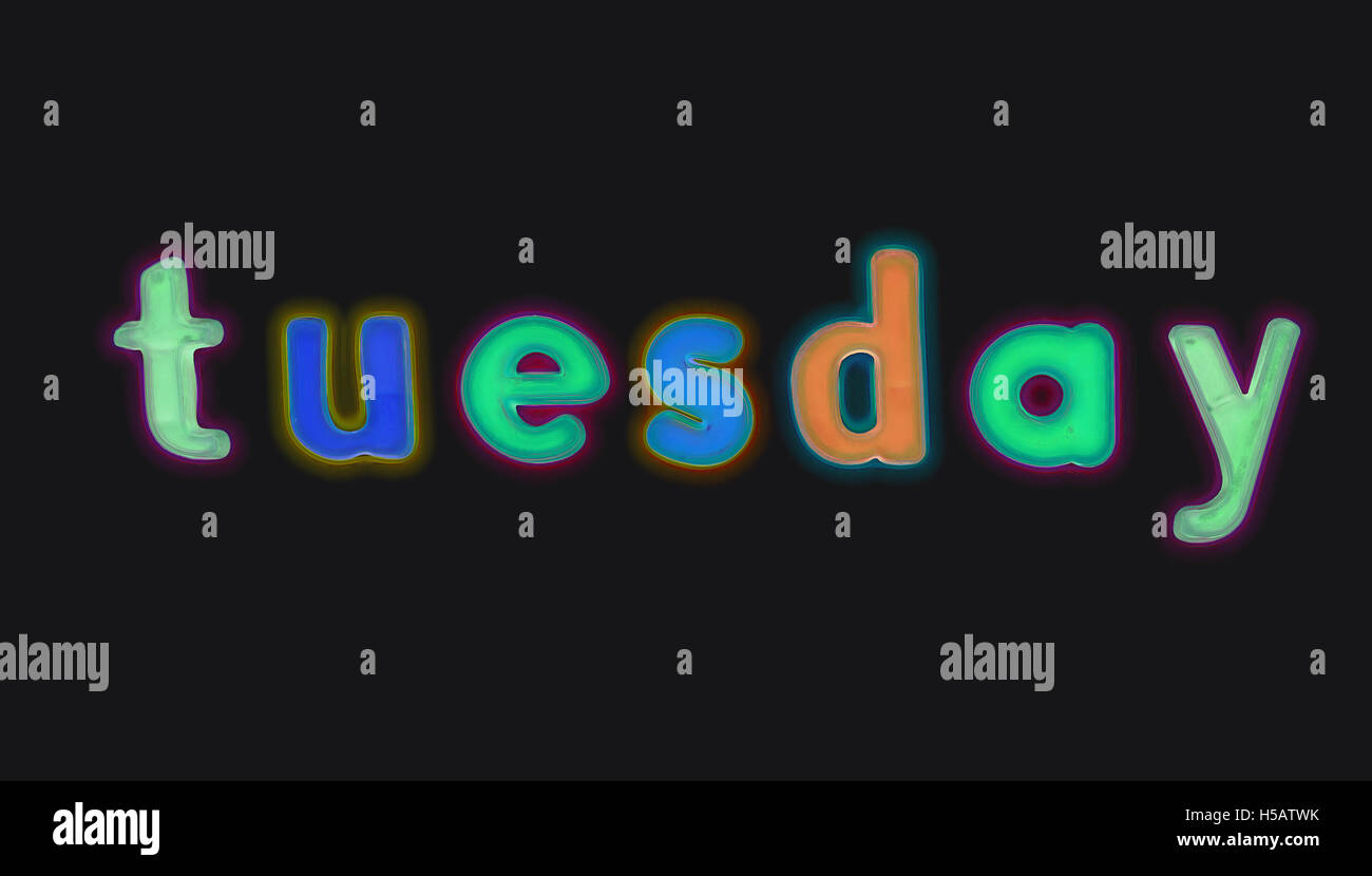Plastic multicoloured plastic letters with the word Tuesday Stock Photo ...