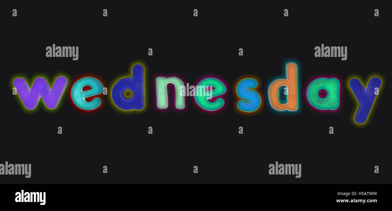 Plastic multicoloured plastic letters with the word Wednesday Stock ...