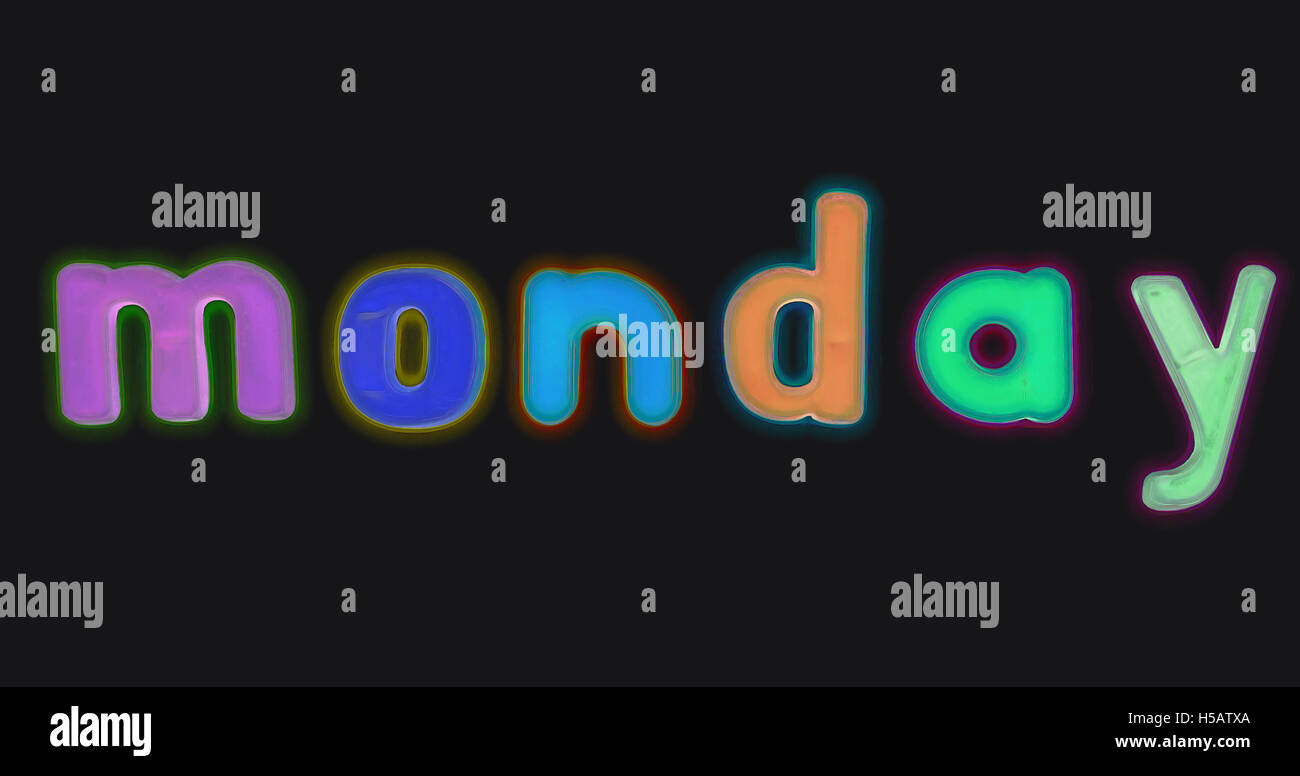 Plastic multicoloured plastic letters with the word Monday Stock Photo ...