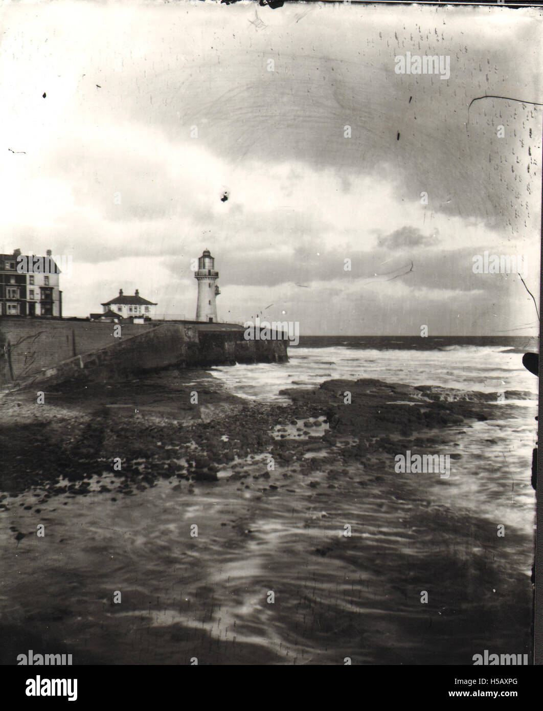 This image shows the Hartlepool Headland Lighthouse before 1914, providing a glimpse into the ...
