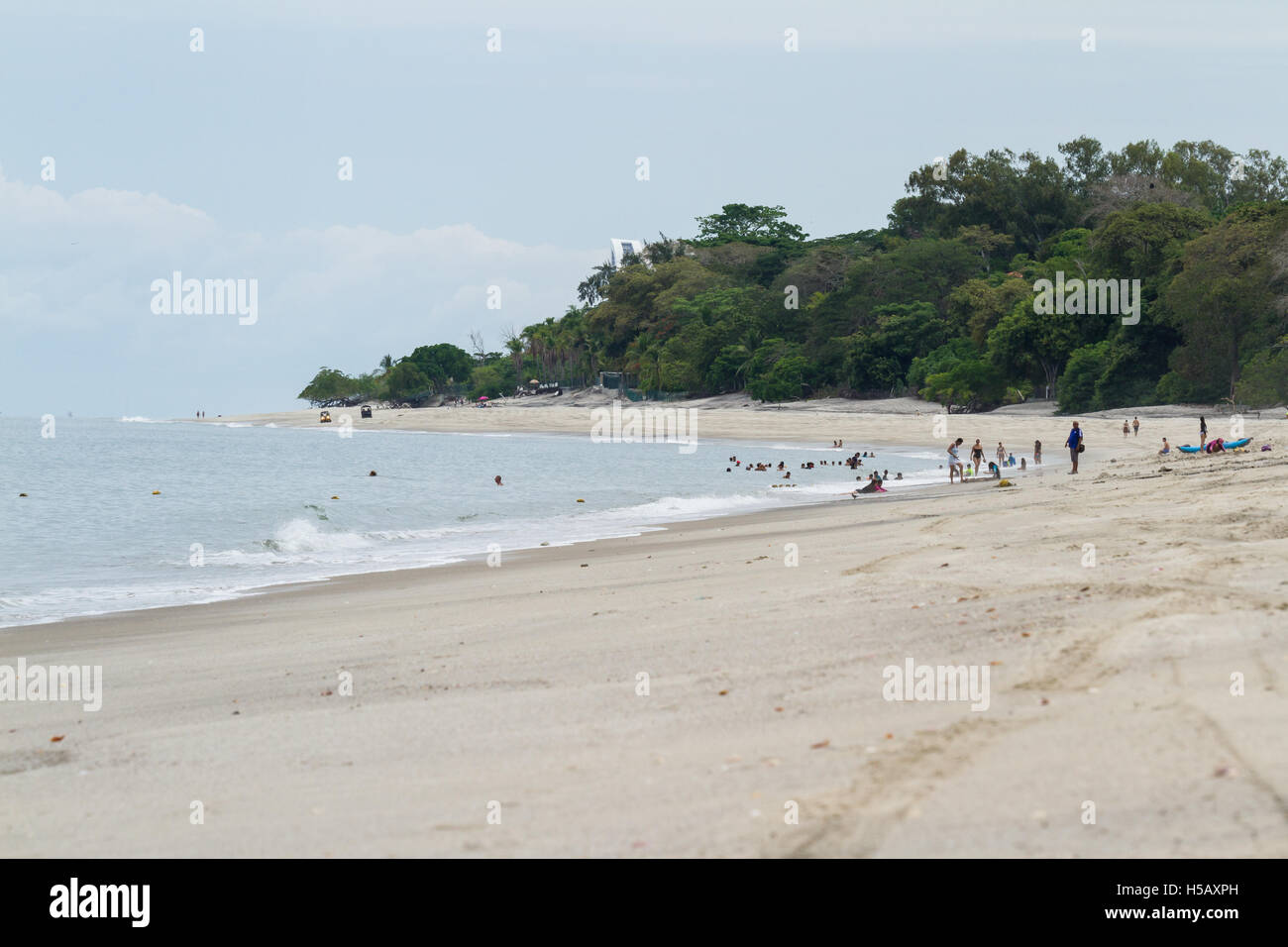Santa Clara, Panama- June 11: Tranquil beach scene with tourists ...