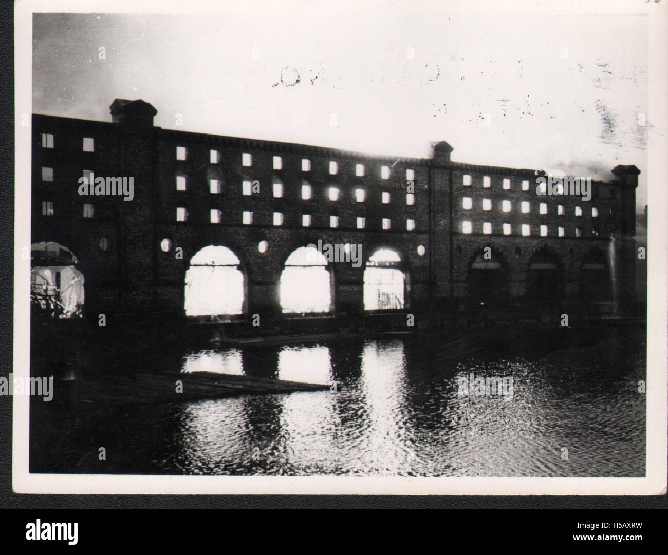 This photograph depicts the remains of a match factory in 1954, showing ...