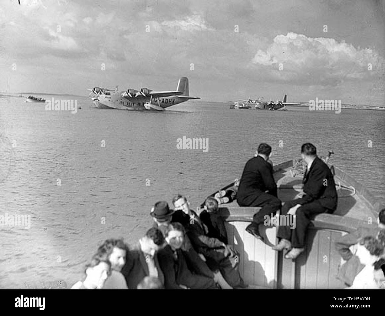 Flying boat and small seaplane at Foynes Stock Photo - Alamy