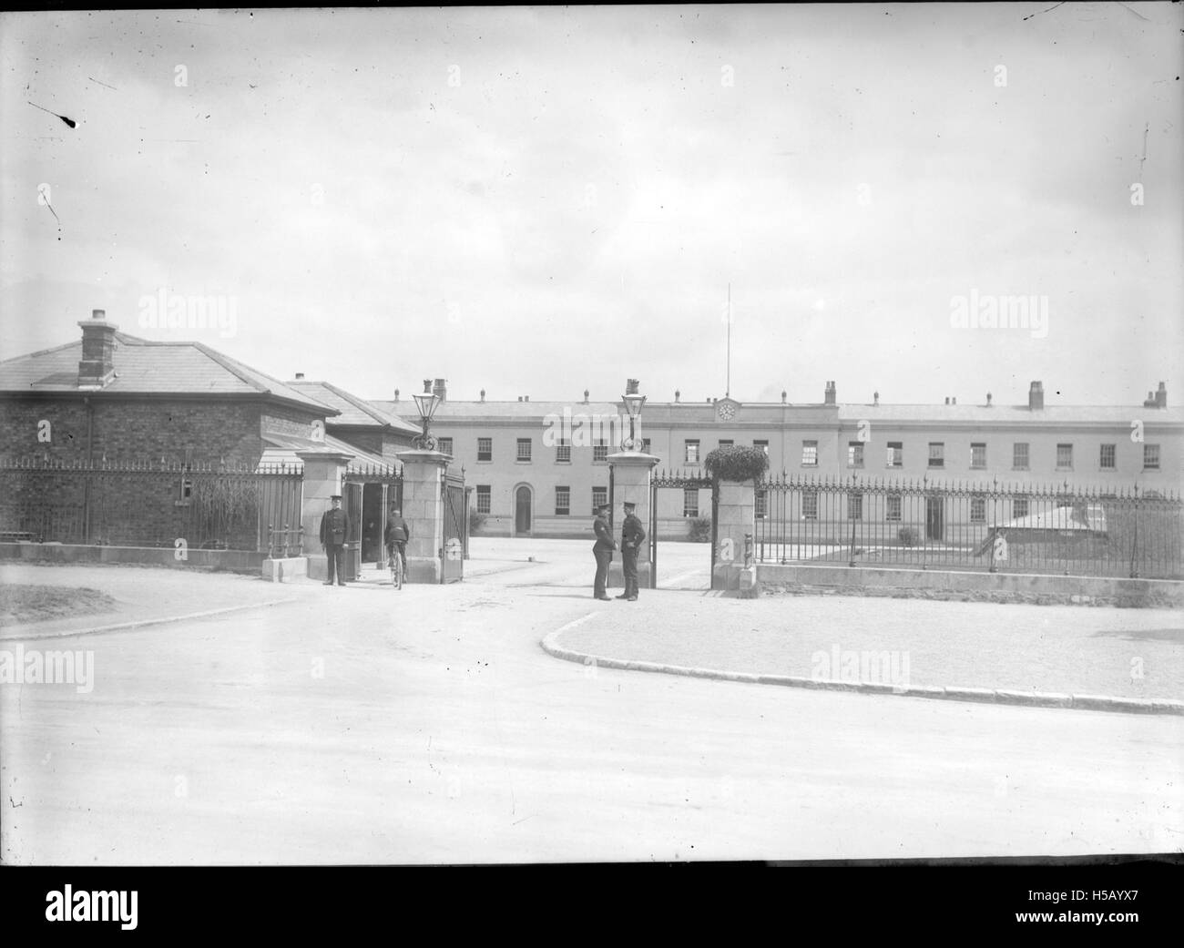 A photograph showing military barracks at 11:07 a.m. at Garda ...
