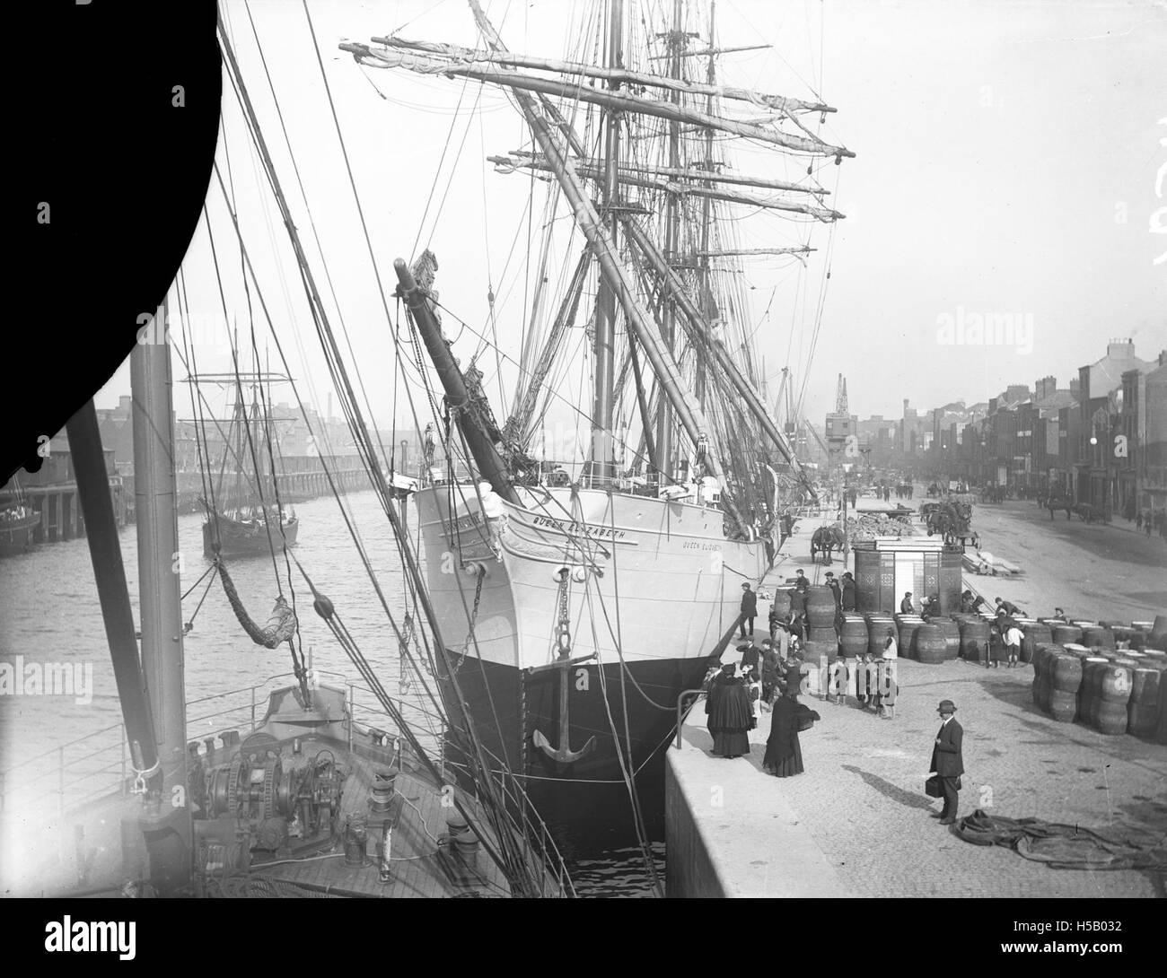 Queen Elizabeth is depicted at City Quay in Dublin, Ireland, marking a ...