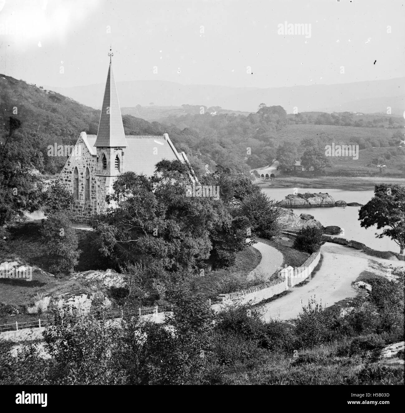 A view of Trinity Church near Glengarriff, a small modern church in ...