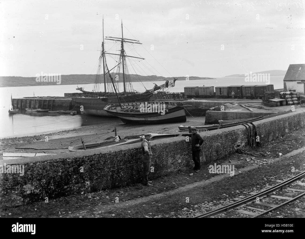 Photo fishing boats moored Black and White Stock Photos & Images - Alamy