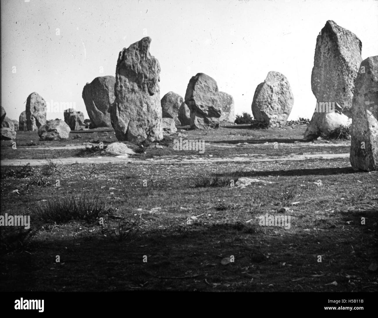 A group of three standing stones arranged in a circle, possibly part of ...
