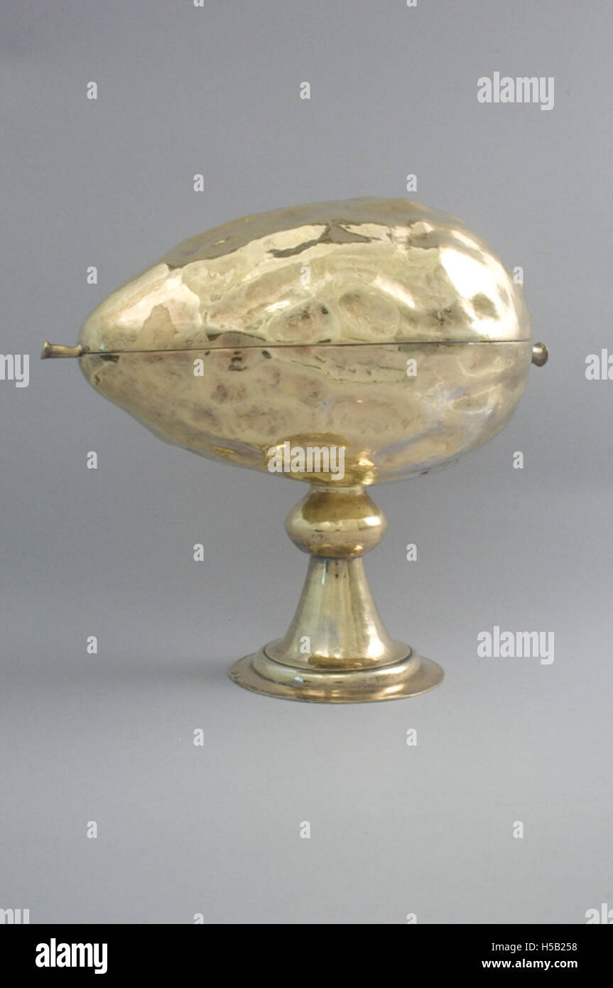 An Etrog container used during the Jewish holiday of Sukkot, on display ...