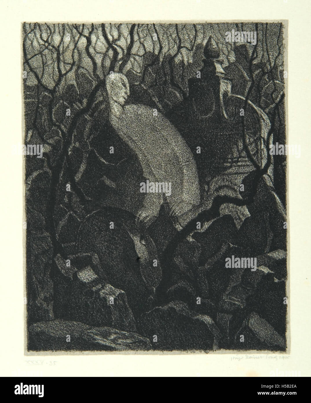 This illustration, from page 4 of the book *Der Golem*, shows a scene ...